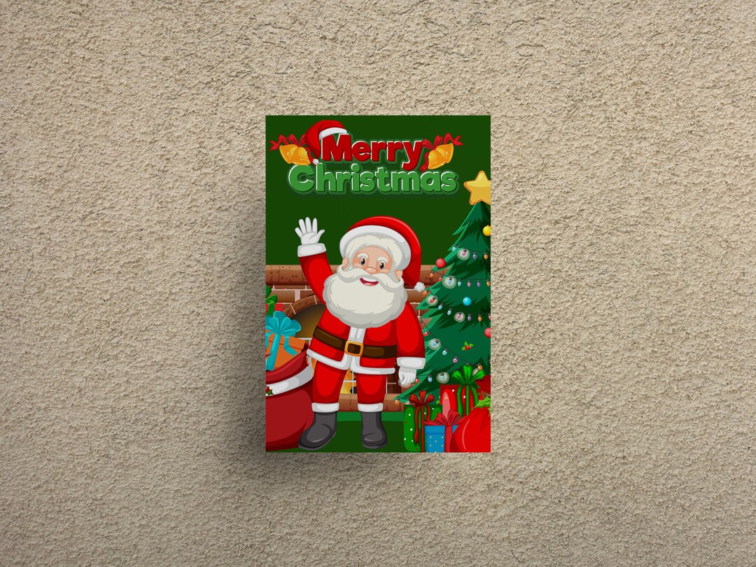 Santa Christmas Scene 2 (green) | Digital Wall Art | Wall Decor ...