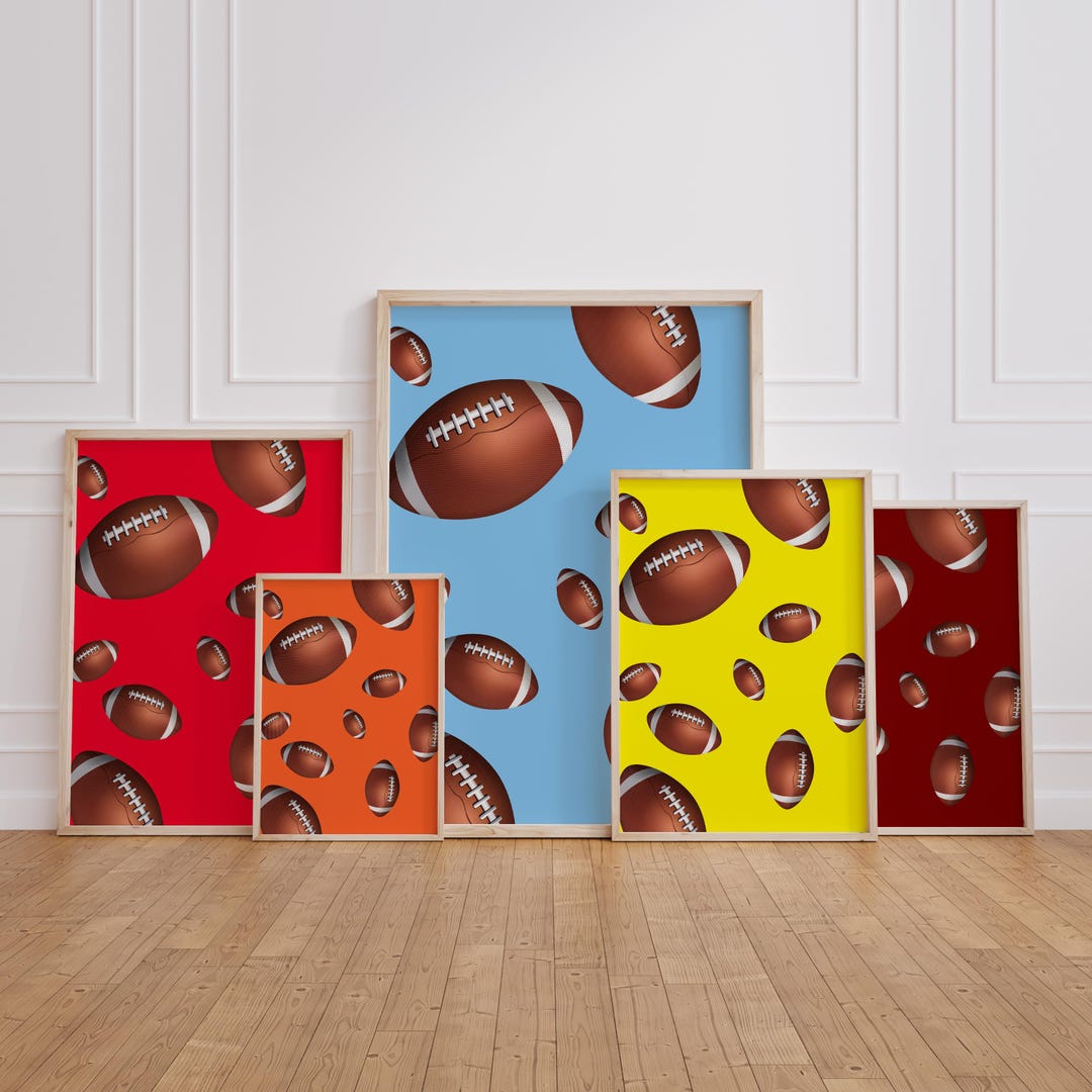 Football Wall Art, Set of 5 Prints | Minimalist | Kids Room Decor ...