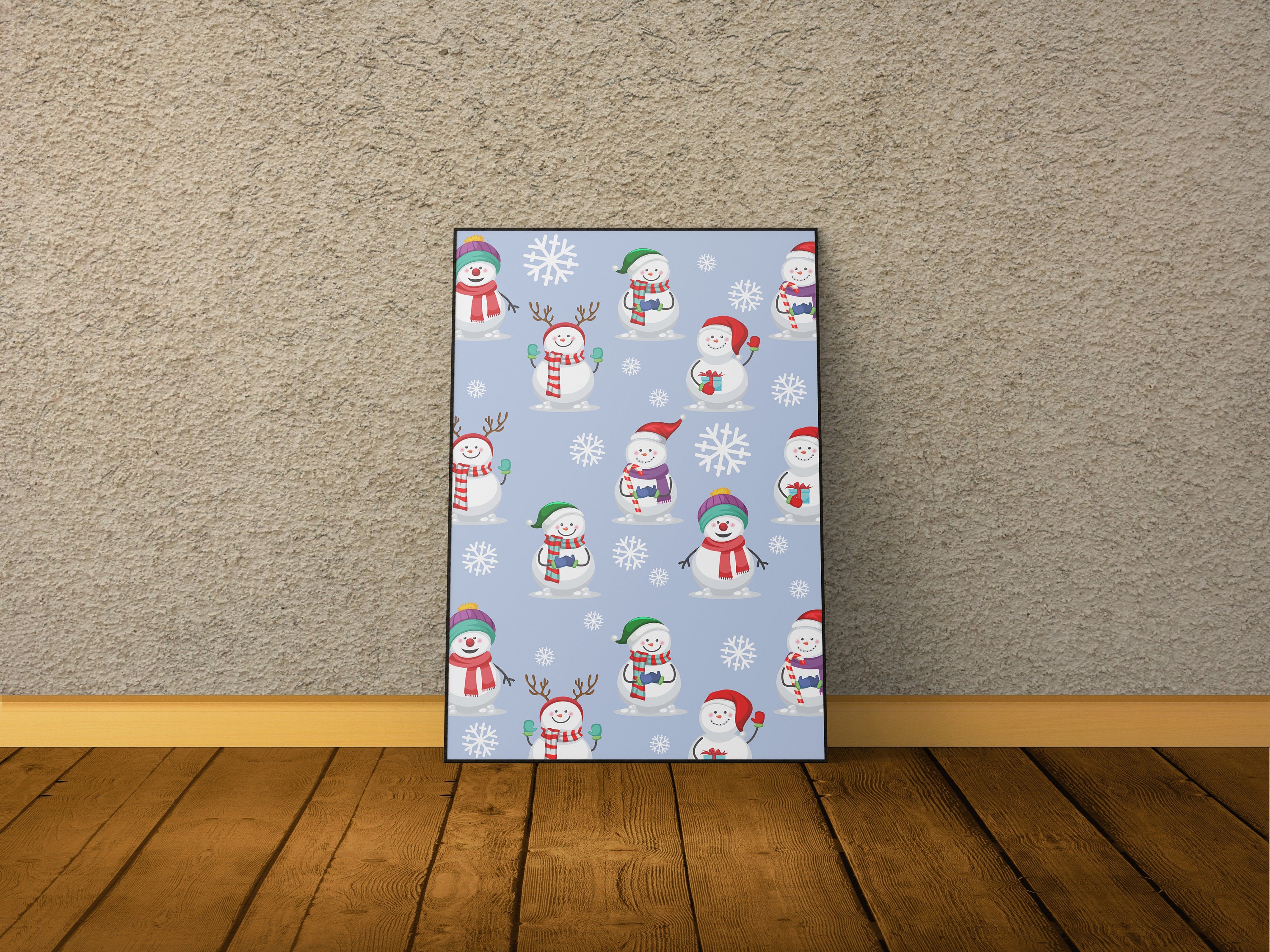 Snowman (light Blue) | Digital Wall Art | Wall Decor | Printable Art ...
