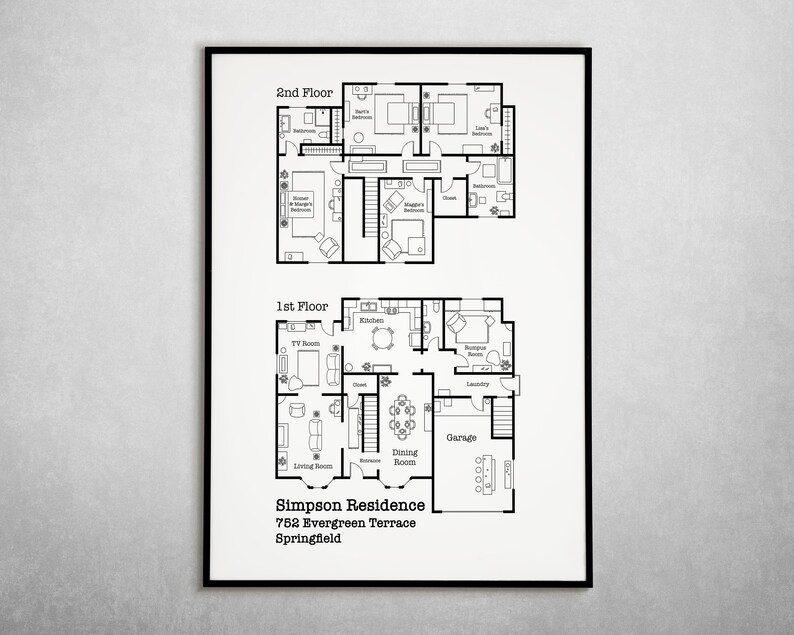 Simpsons Floor Plan the Simpsons Print Television Floor Plan Homer ...