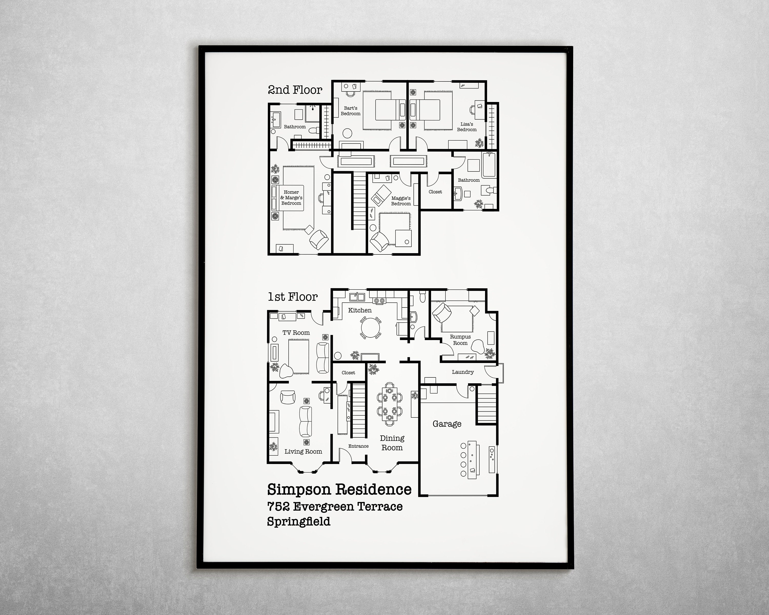 Simpsons Floor Plan the Simpsons Print Television Floor Plan Homer ...