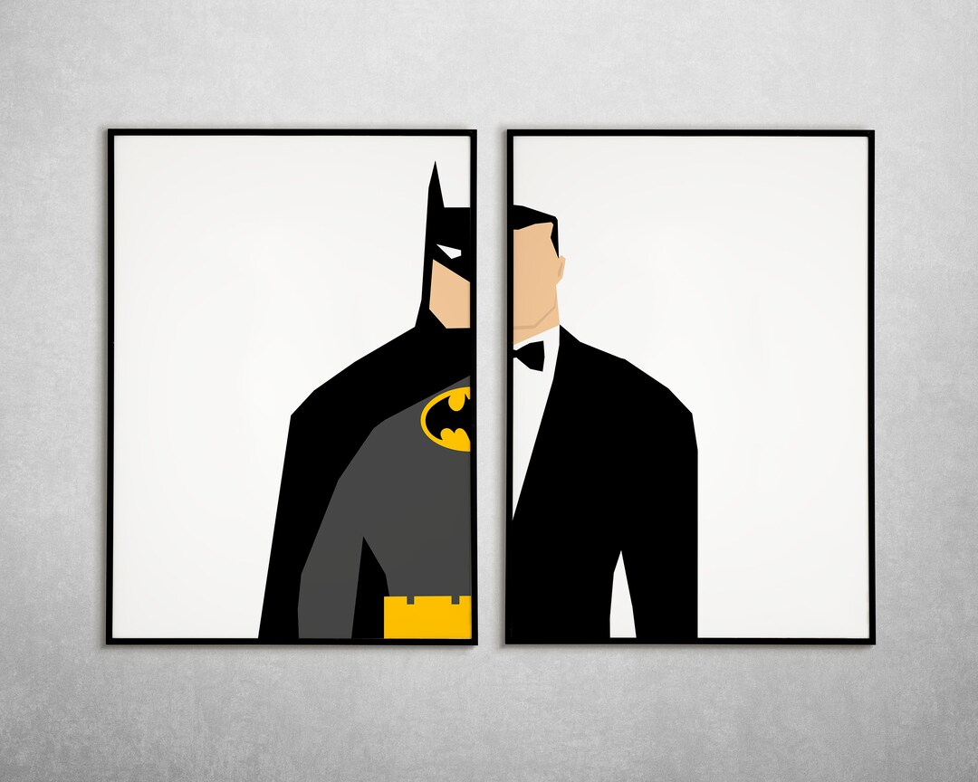 Minimalist Batman Print Set Abstract Batman and Bruce Wayne Poster ...