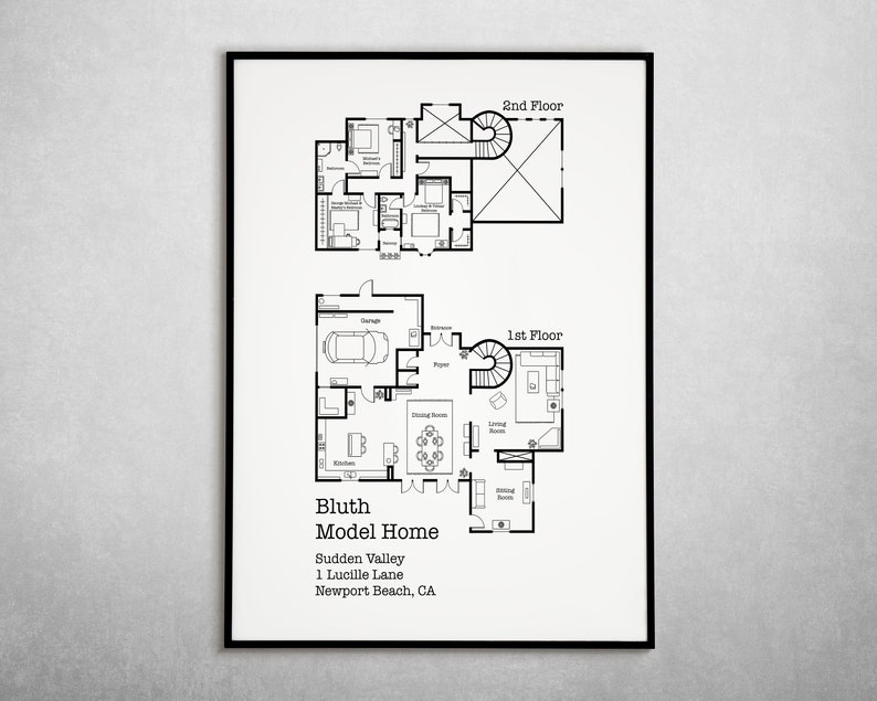 Bluth Model Home Floor Plan Arrested Development Print Television Floor ...