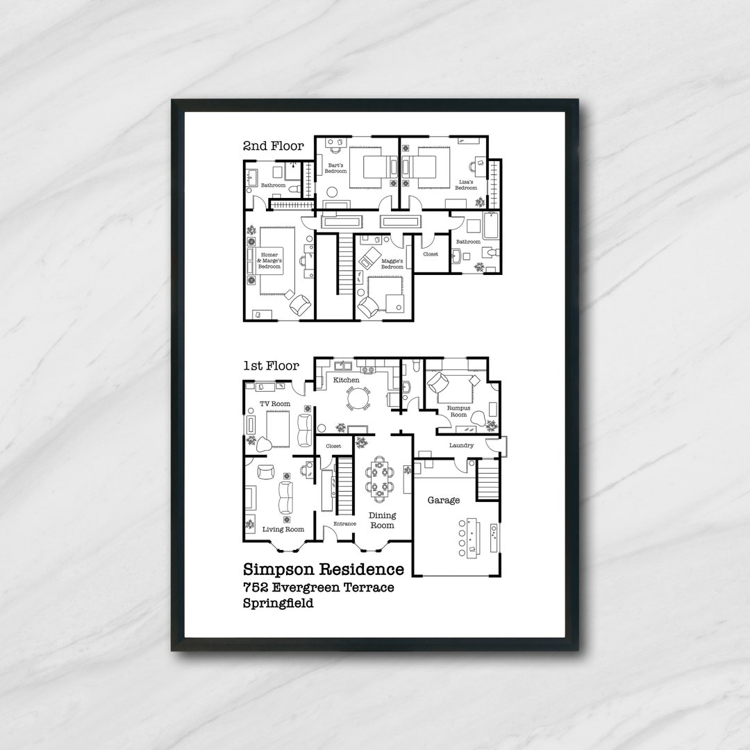 Simpsons Floor Plan the Simpsons Print Television Floor - Etsy