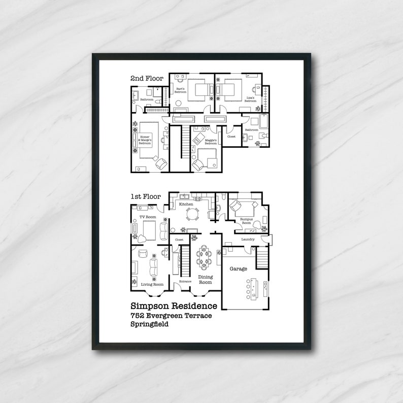 Simpsons Floor Plan the Simpsons Print Television Floor Plan Homer ...