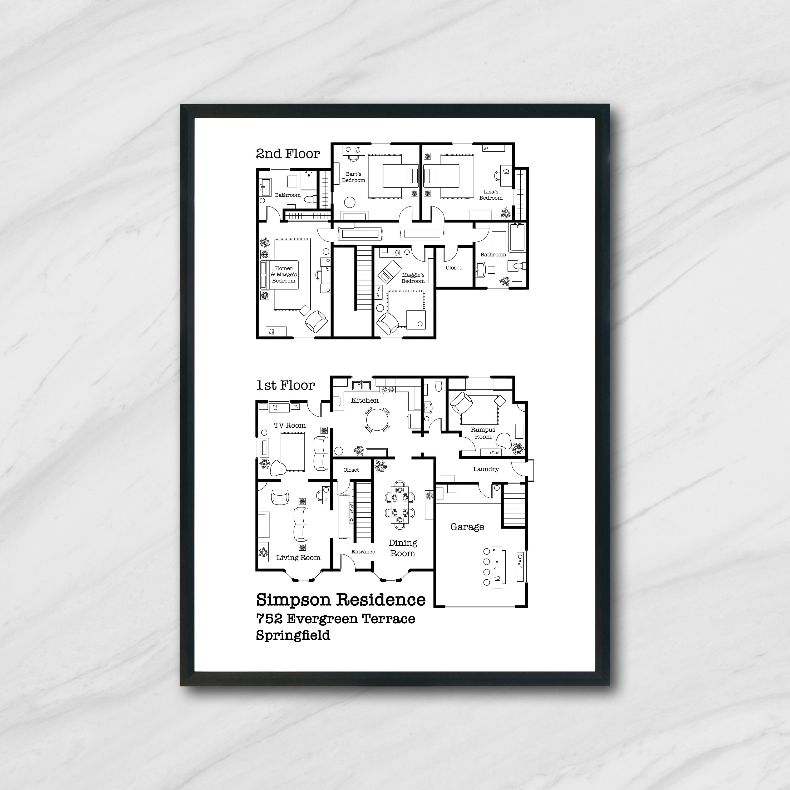 Simpsons Floor Plan the Simpsons Print Television Floor Plan Homer ...