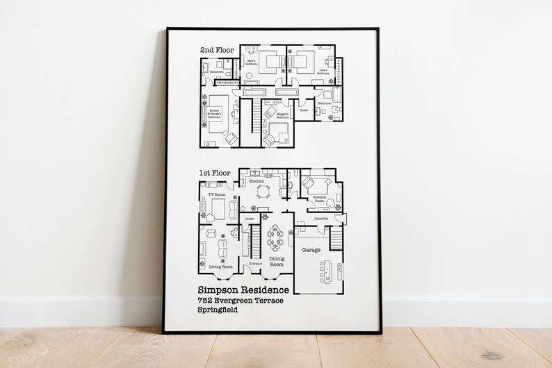 Simpsons Floor Plan the Simpsons Print Television Floor Plan Homer ...