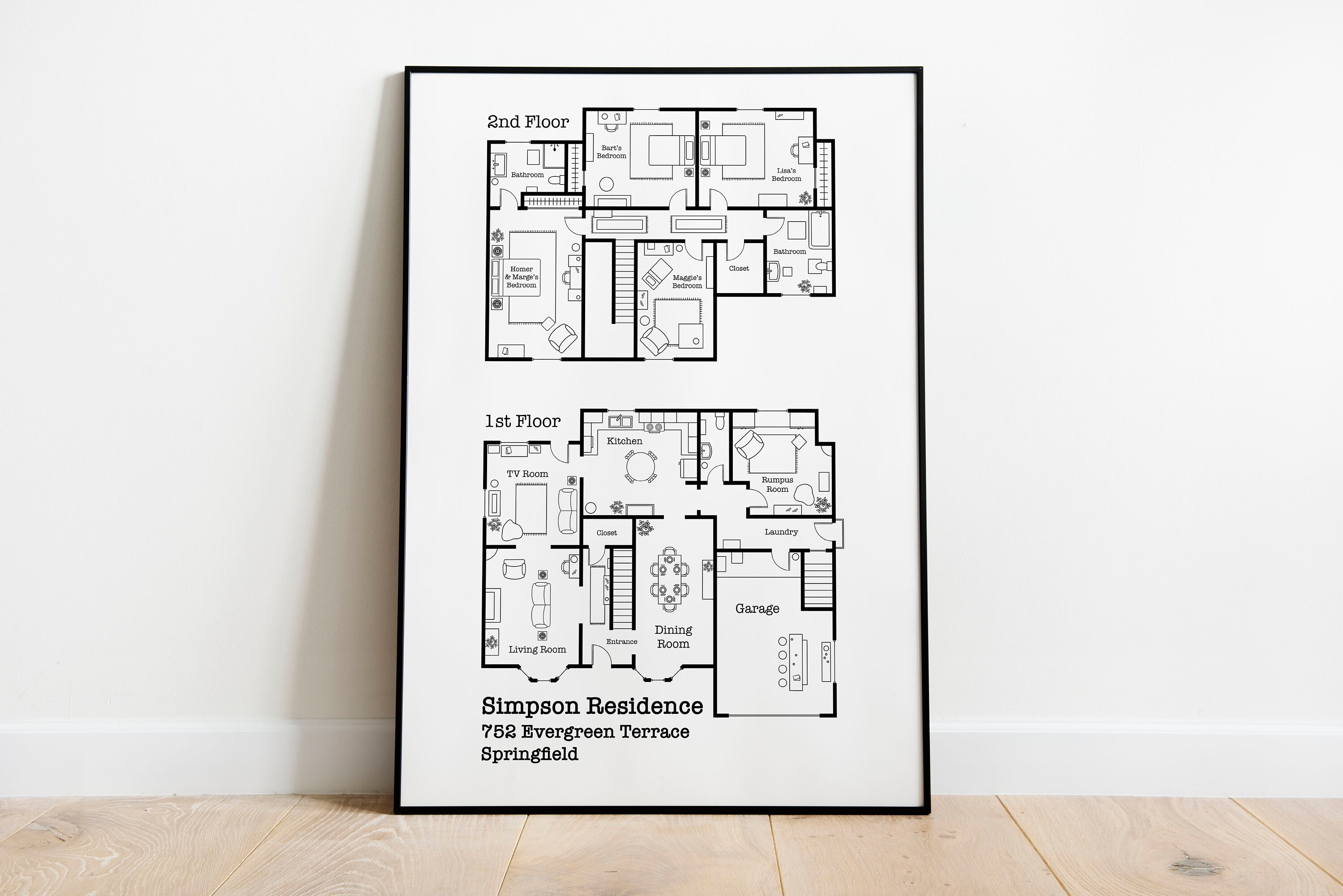 Simpsons Floor Plan the Simpsons Print Television Floor Plan Homer ...