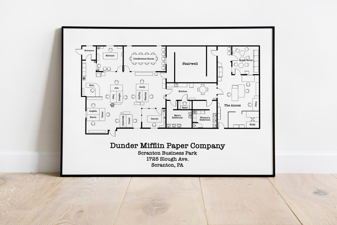 Dunder Mifflin Floor Plan the Office Show the Office Blue - Etsy