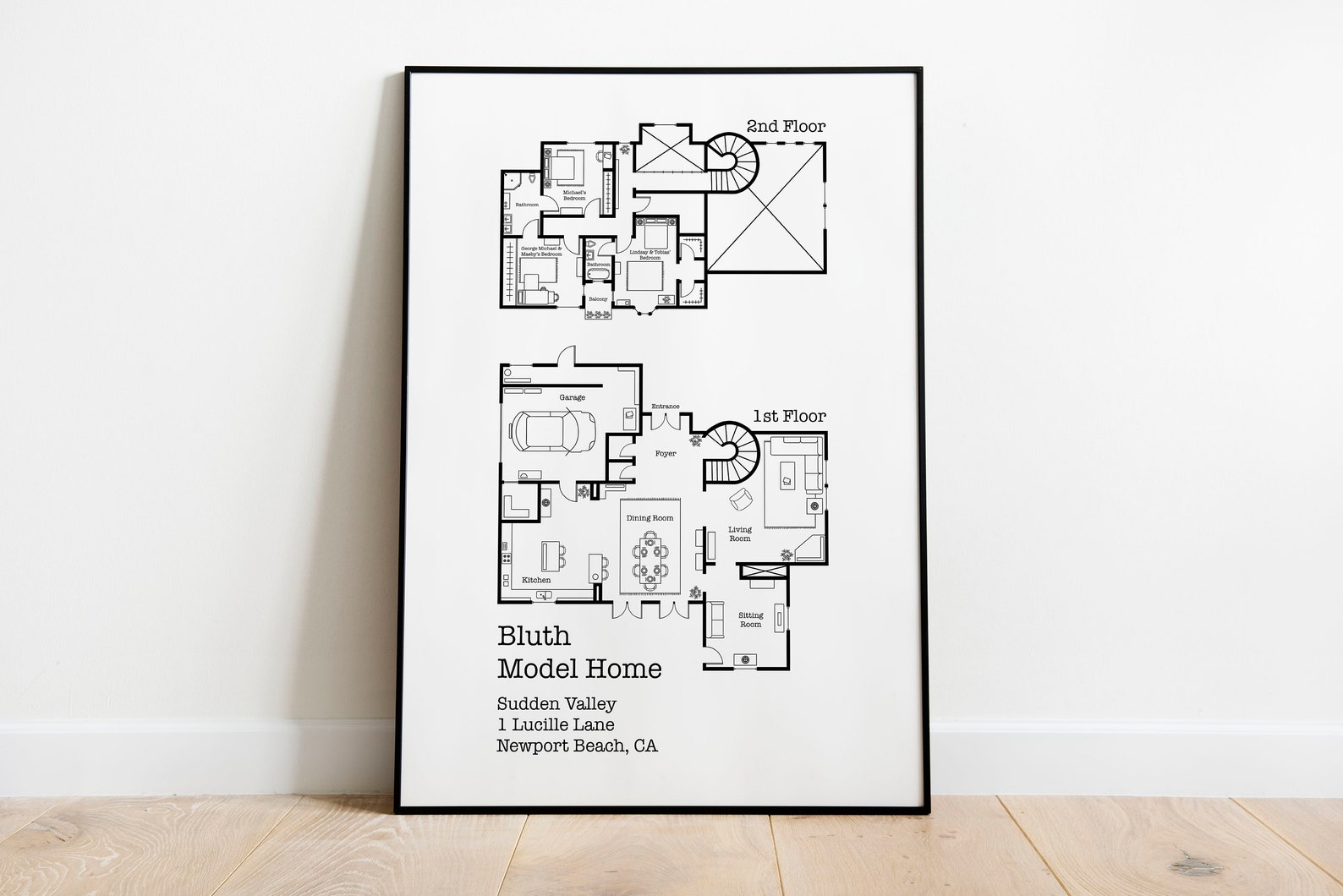 Bluth Model Home Floor Plan Arrested Development Print Television Floor ...