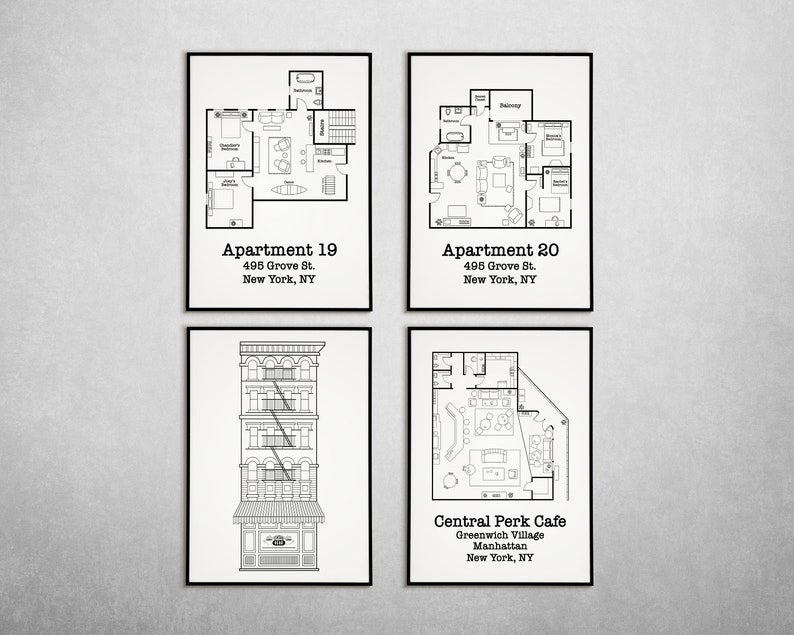 Friends Apartment Floor Plan Chandler and Joey Monica and Rachel ...