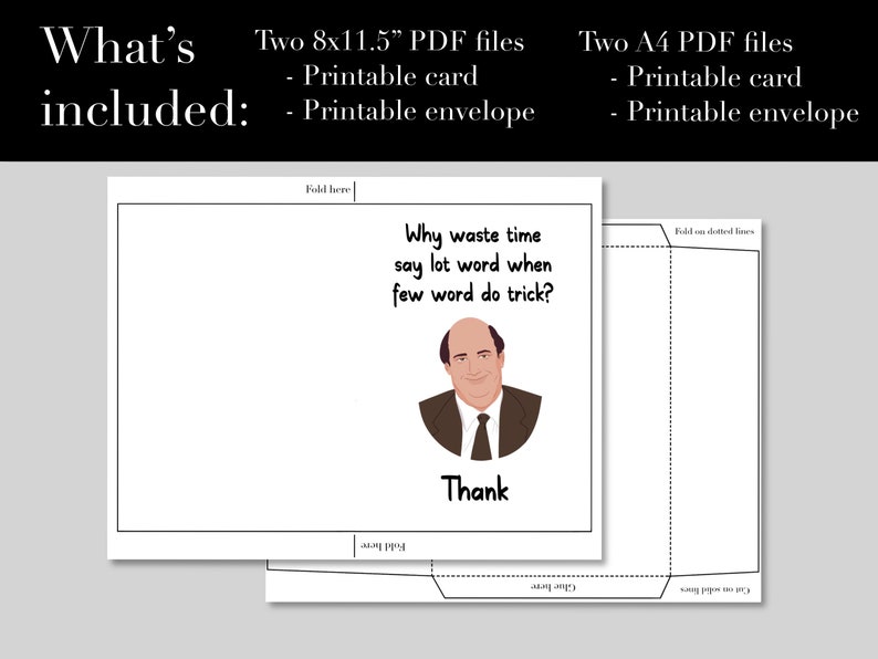 Funny Thank You Card the Office Thank You Card Kevin Malone Quote the ...