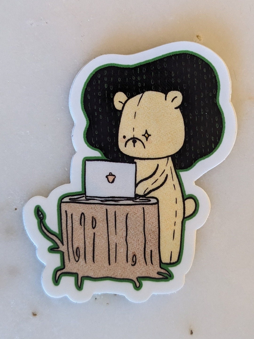 Funny Matrix Bear Vinyl Sticker. Productivity Sticker for Phone, Tablet ...