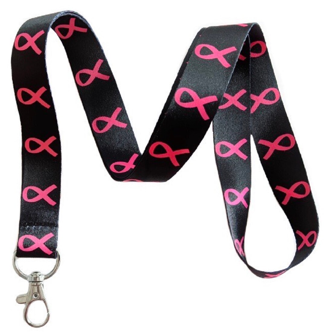Pink Ribbon Breast Cancer Awareness Print Lanyard ID Badge Holder W ...