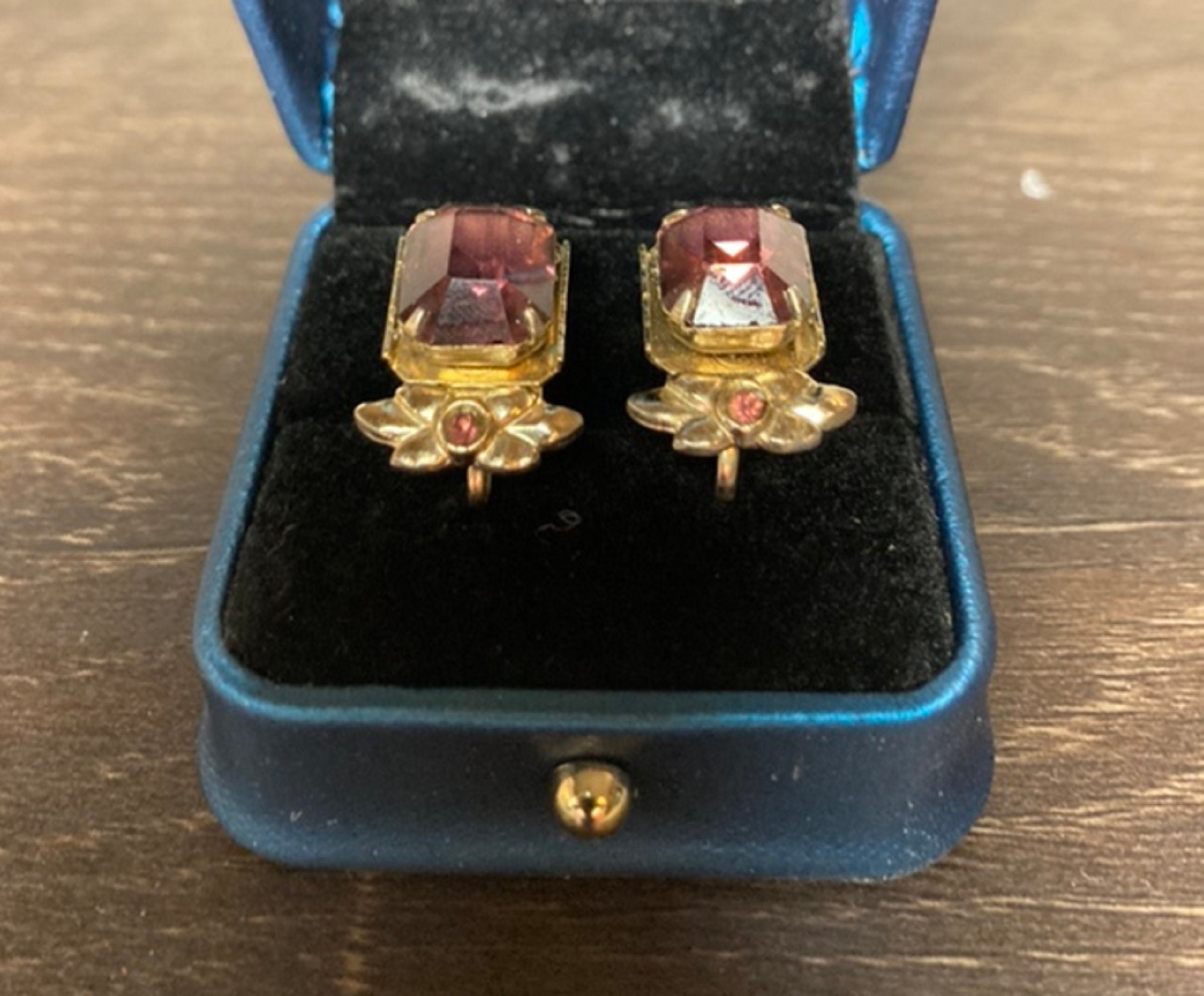 Vintage Art Deco Lovely Patina Screw Back Earrings Light Purple or ...