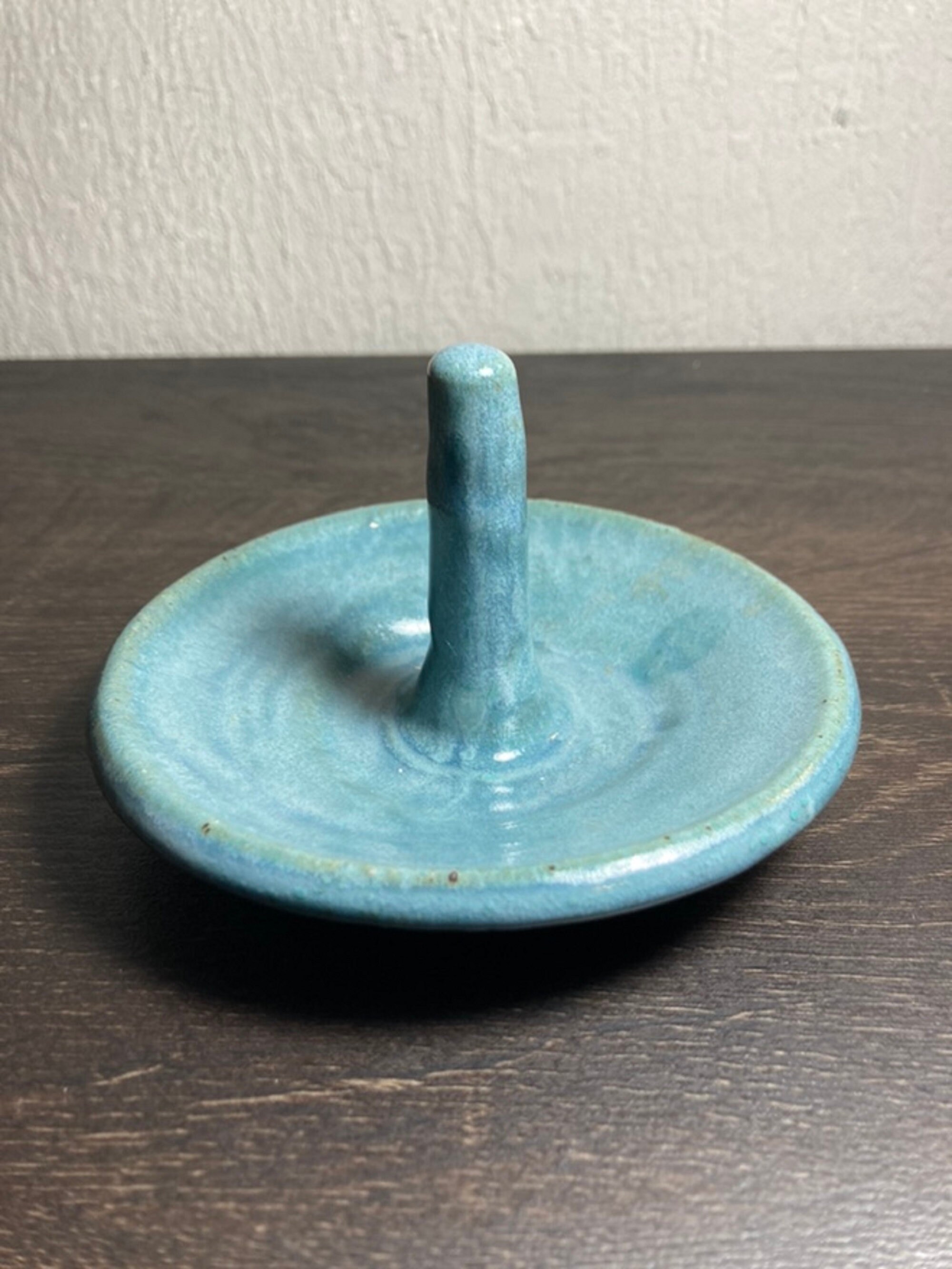 Vintage Ring Holder Jewelry Display Handmade Pottery Teal Beachhouse ...