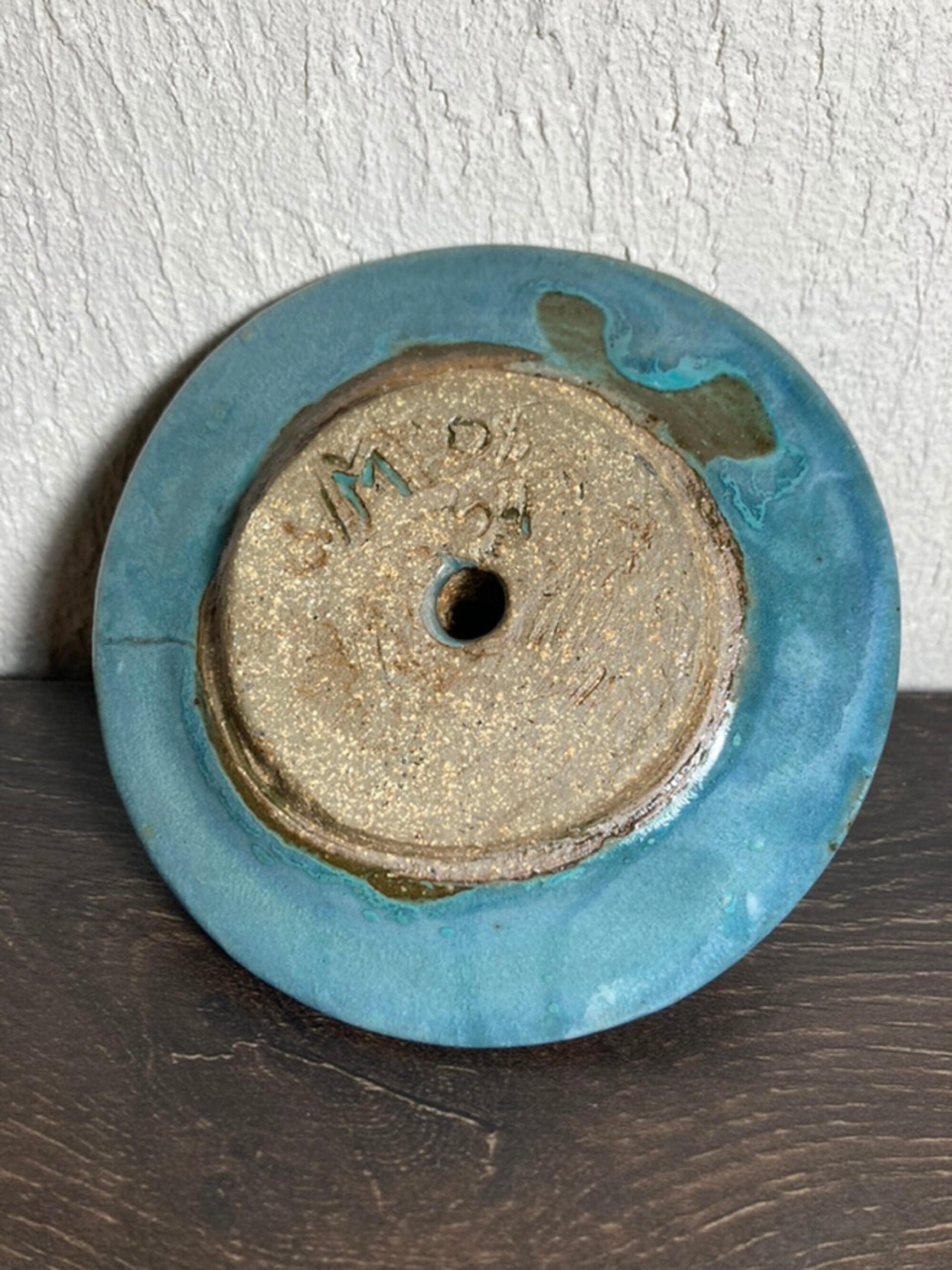 Vintage Ring Holder Jewelry Display Handmade Pottery Teal Beachhouse ...