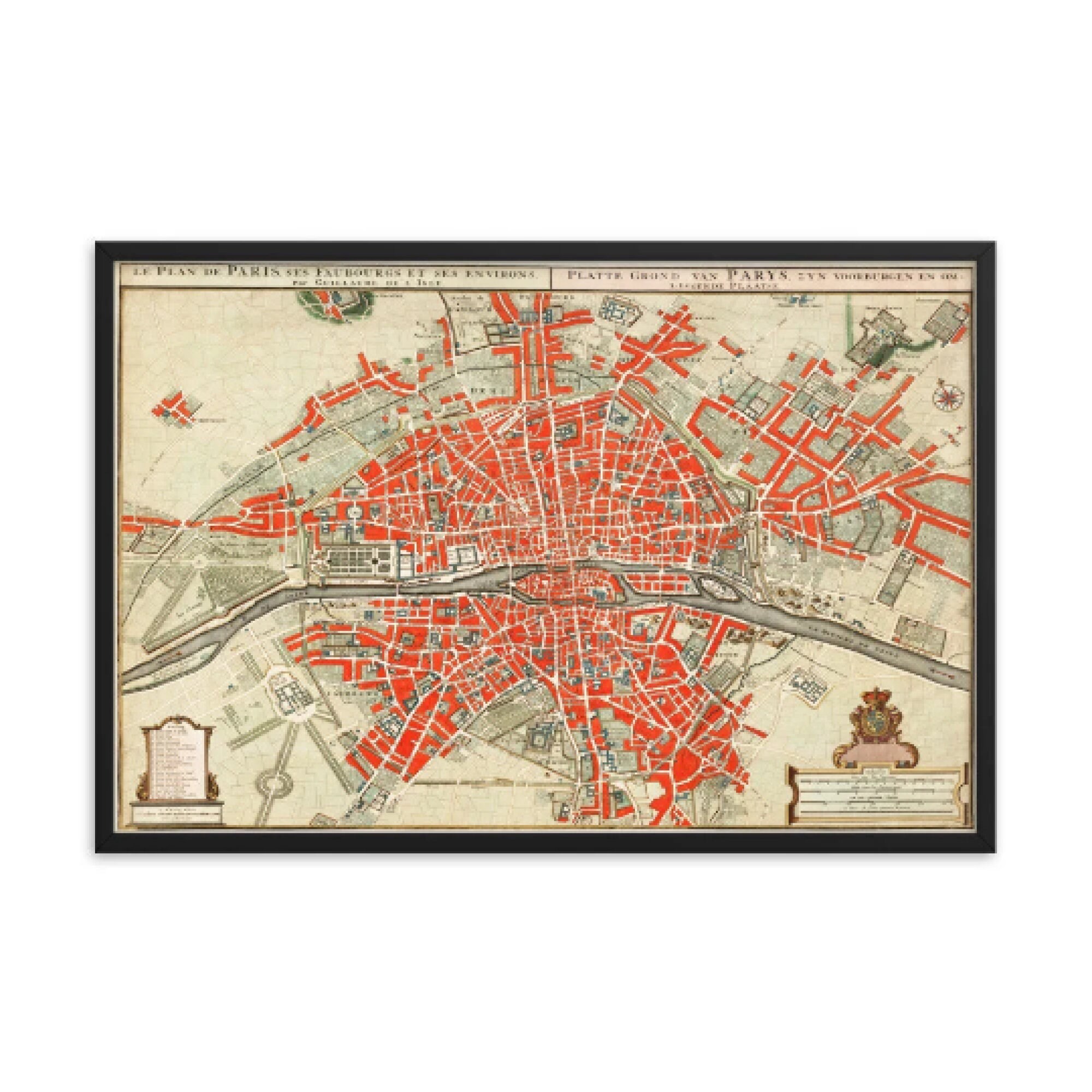 Famous 18th Century Antique Paris Map by Guillaume Delisle Print - Etsy