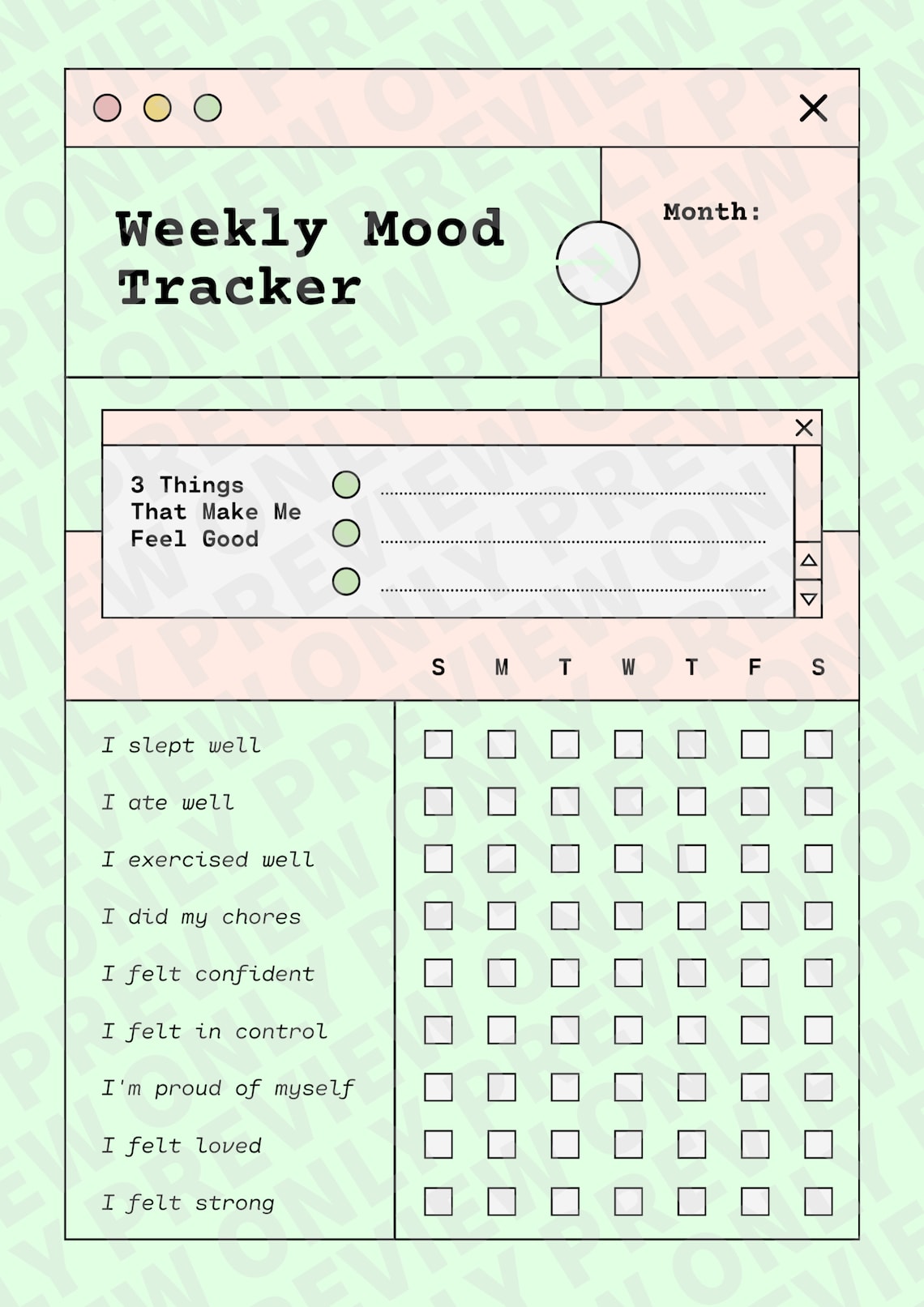 Weekly Mood Tracker Template | Instant Download | Printable Insert ...