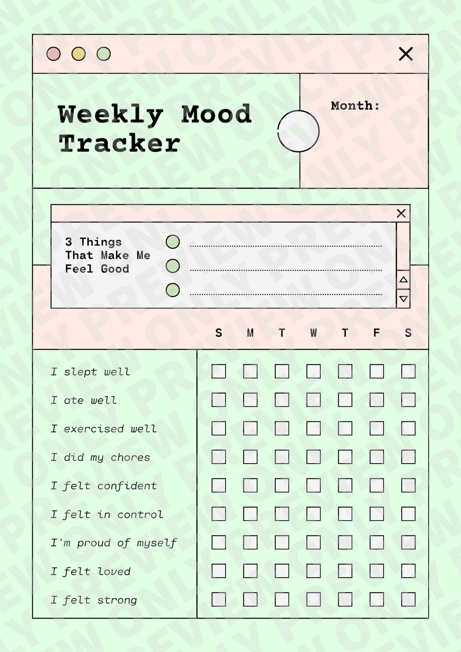 Weekly Mood Tracker Template | Instant Download | Printable Insert ...