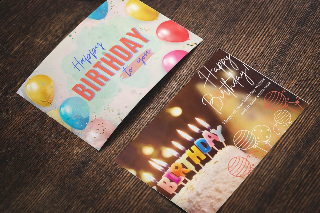 Pack of 2 Printable Happy Birthday Cards | Instant Download | Printable ...