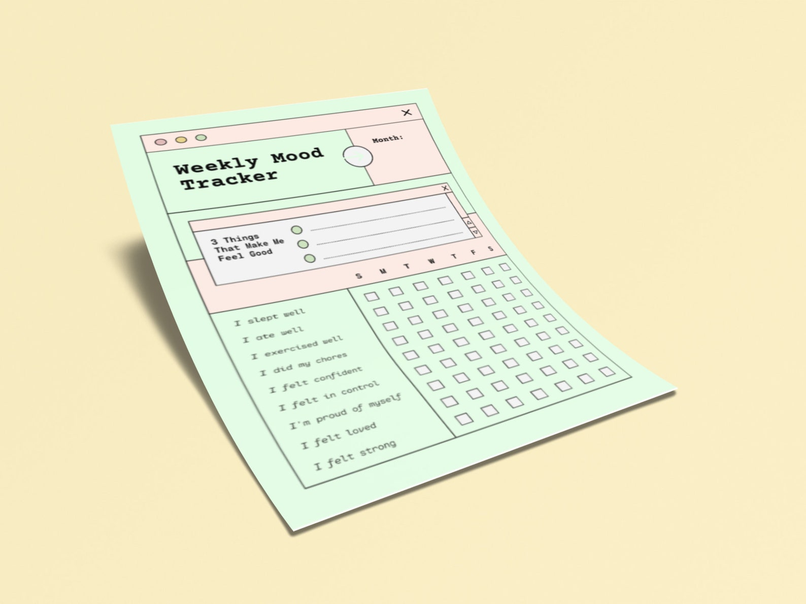 Weekly Mood Tracker Template | Instant Download | Printable Insert ...