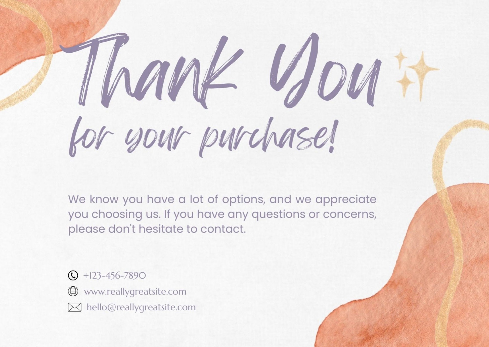 Thank You for Your Purchase Card Template | Instant Download ...