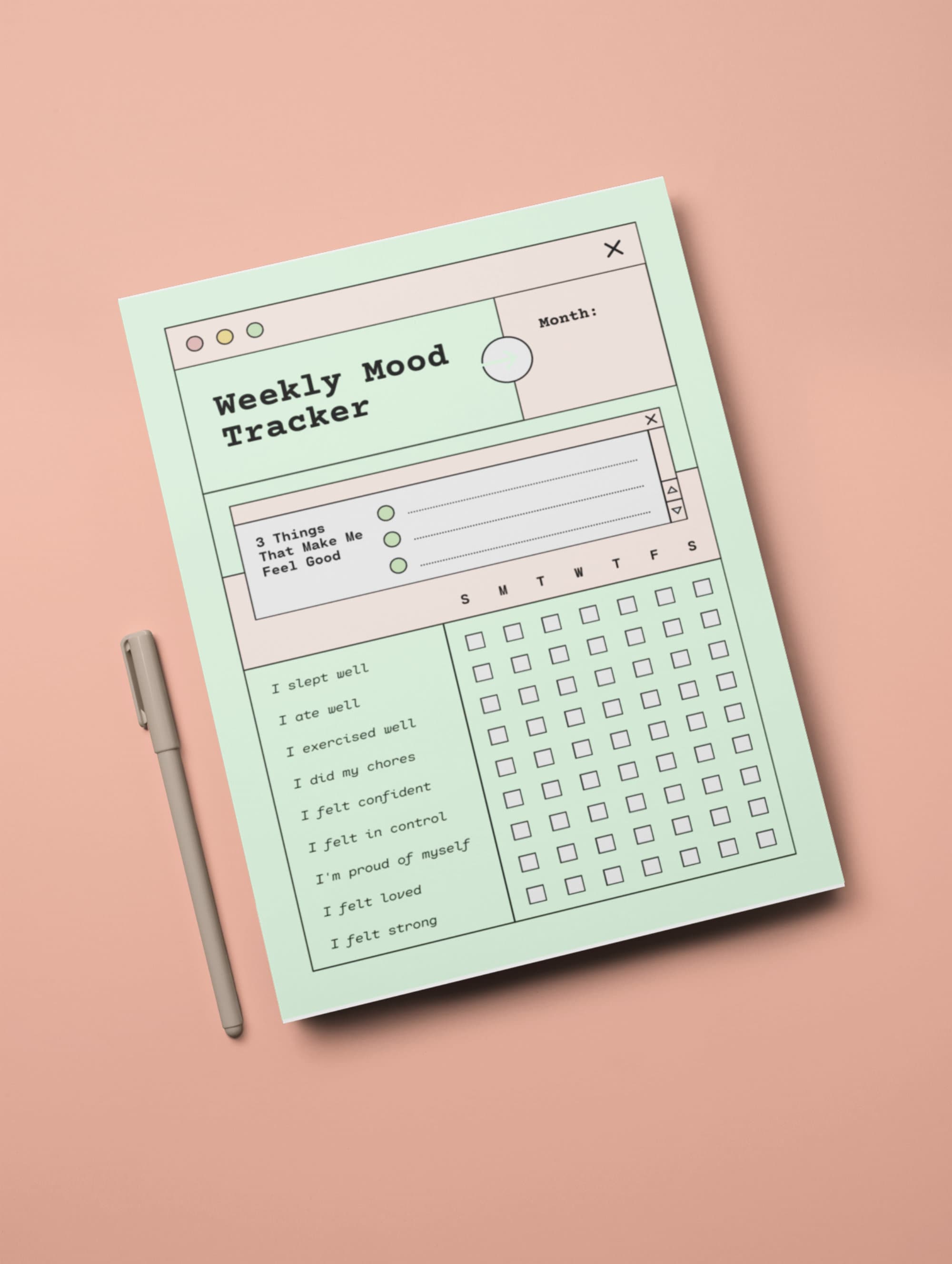 Weekly Mood Tracker Template | Instant Download | Printable Insert ...
