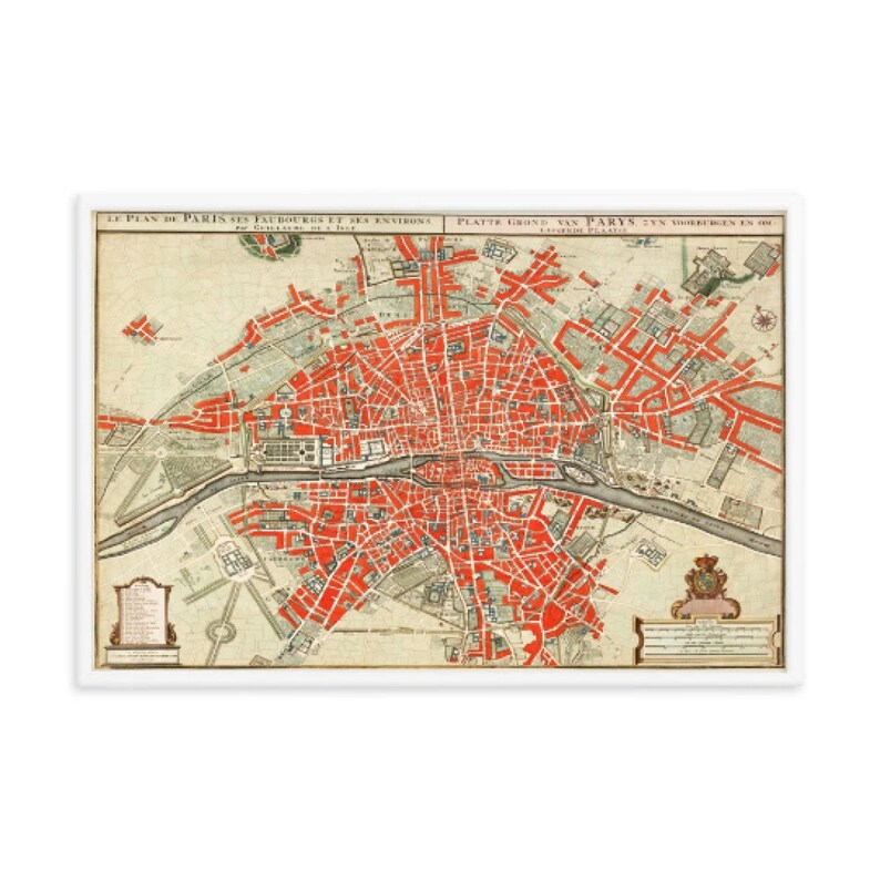 Famous 18th Century Antique Paris Map by Guillaume Delisle Print - Etsy
