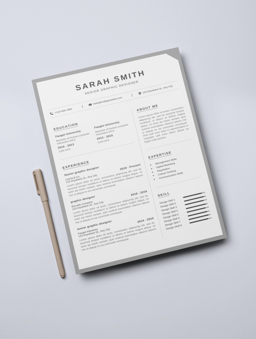 Resume/cv Template 5 | Instant Download | Printable Insert | Personal ...