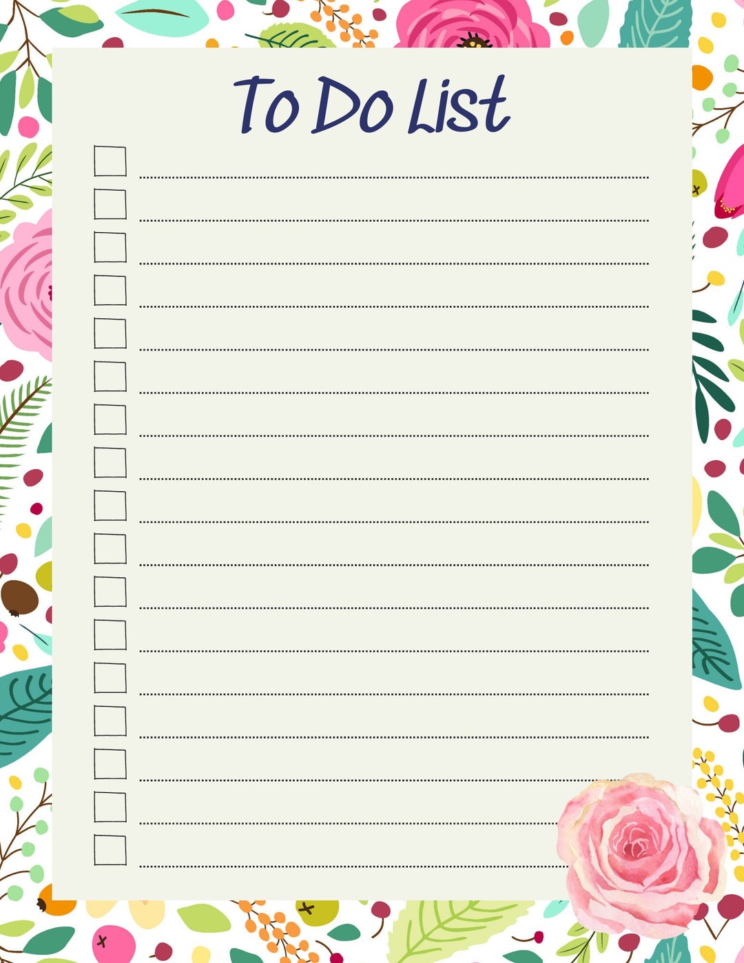 Floral to Do List Letter Document - Etsy