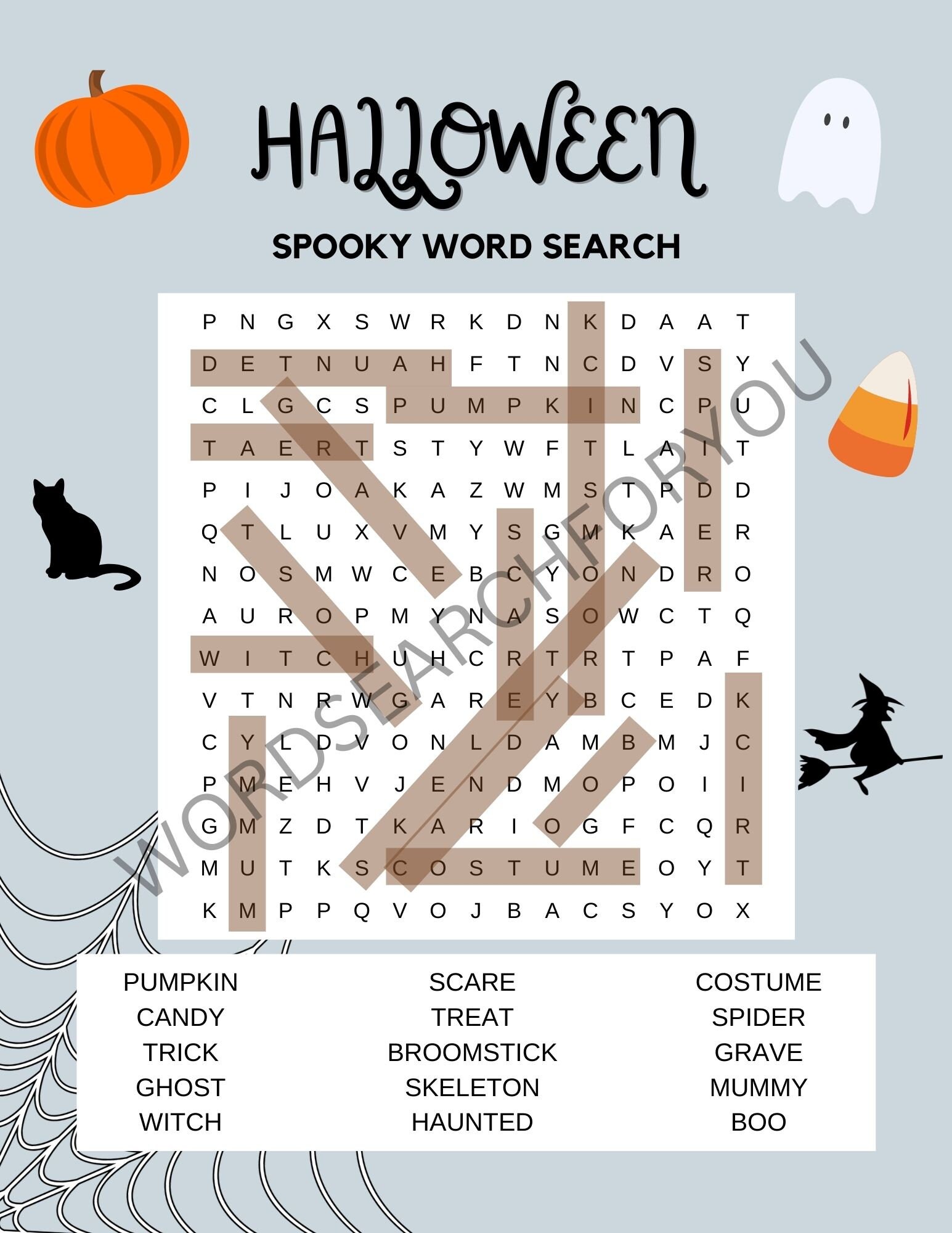 Spooky Halloween Word Search - Etsy