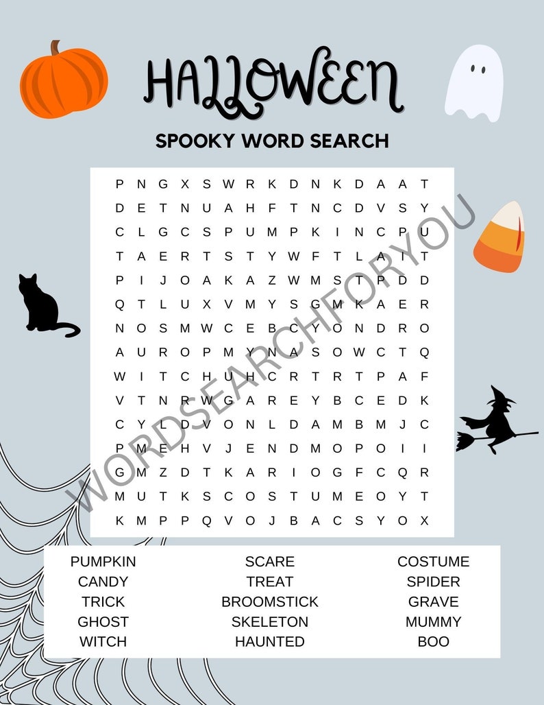 Spooky Halloween Word Search - Etsy