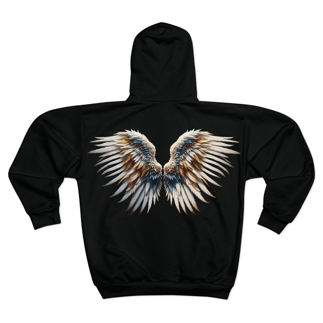 Angel Wings Unisex Full Zip up Hoodie, Angel Hoodie, Angel Wings Zip up ...
