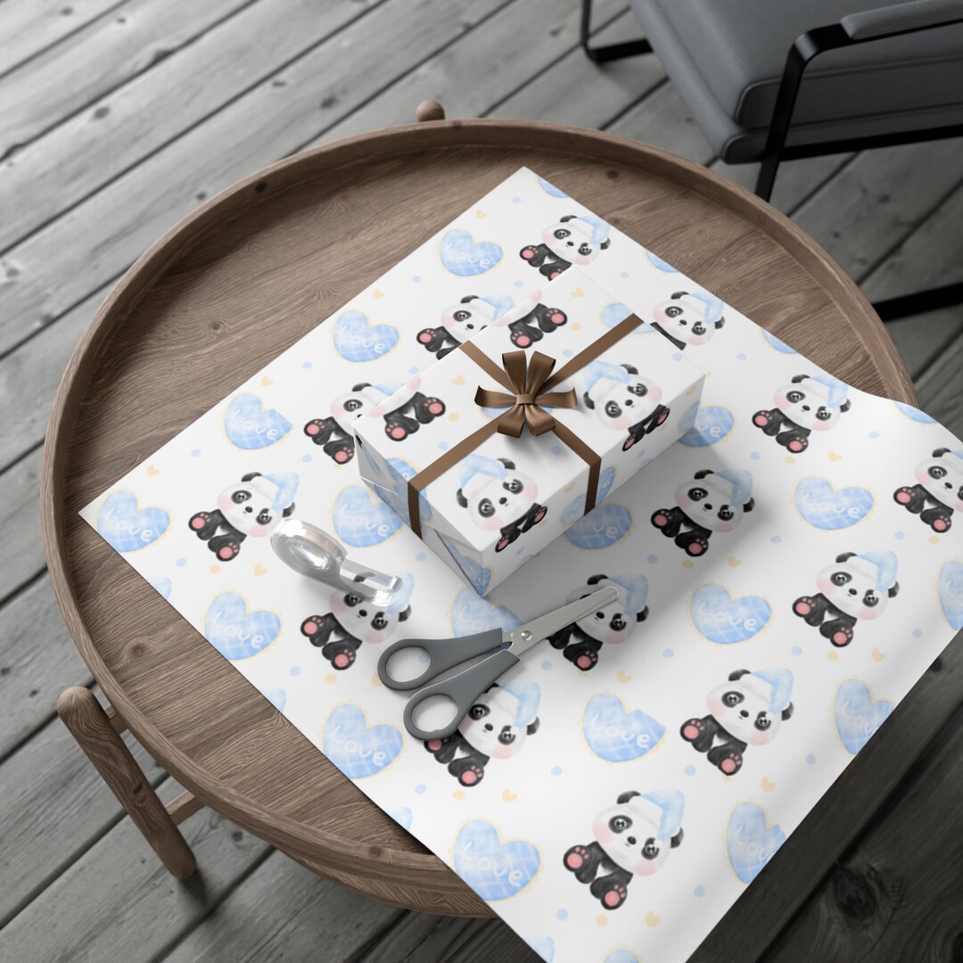 Cute Panda Gift Wrap,panda Wrapping Paper,valintine Gift Wrap, Panda ...