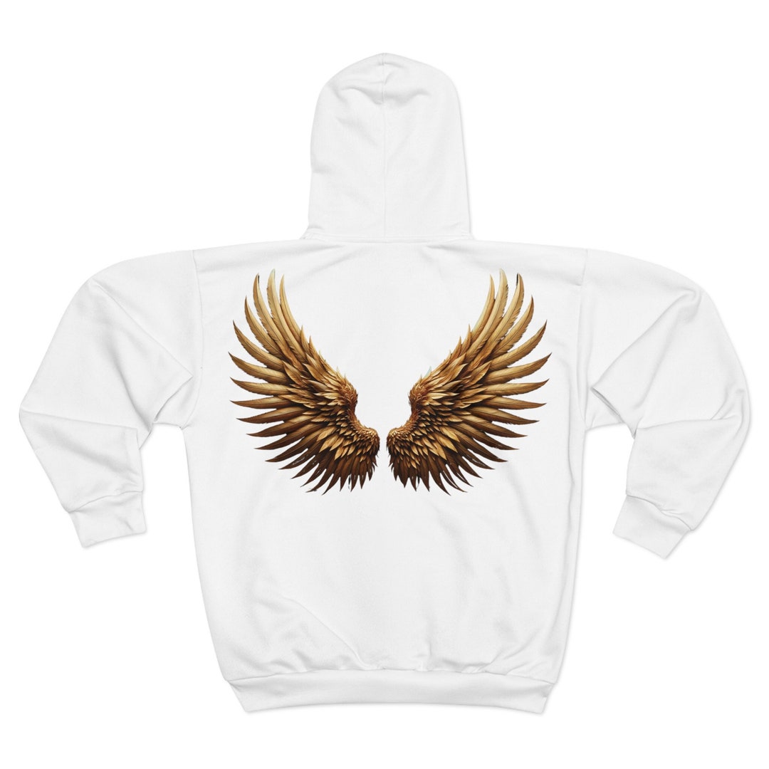 Angel Gold Wings Unisex Full Zip up Hoodie, Angel Hoodie, Angel Wings ...