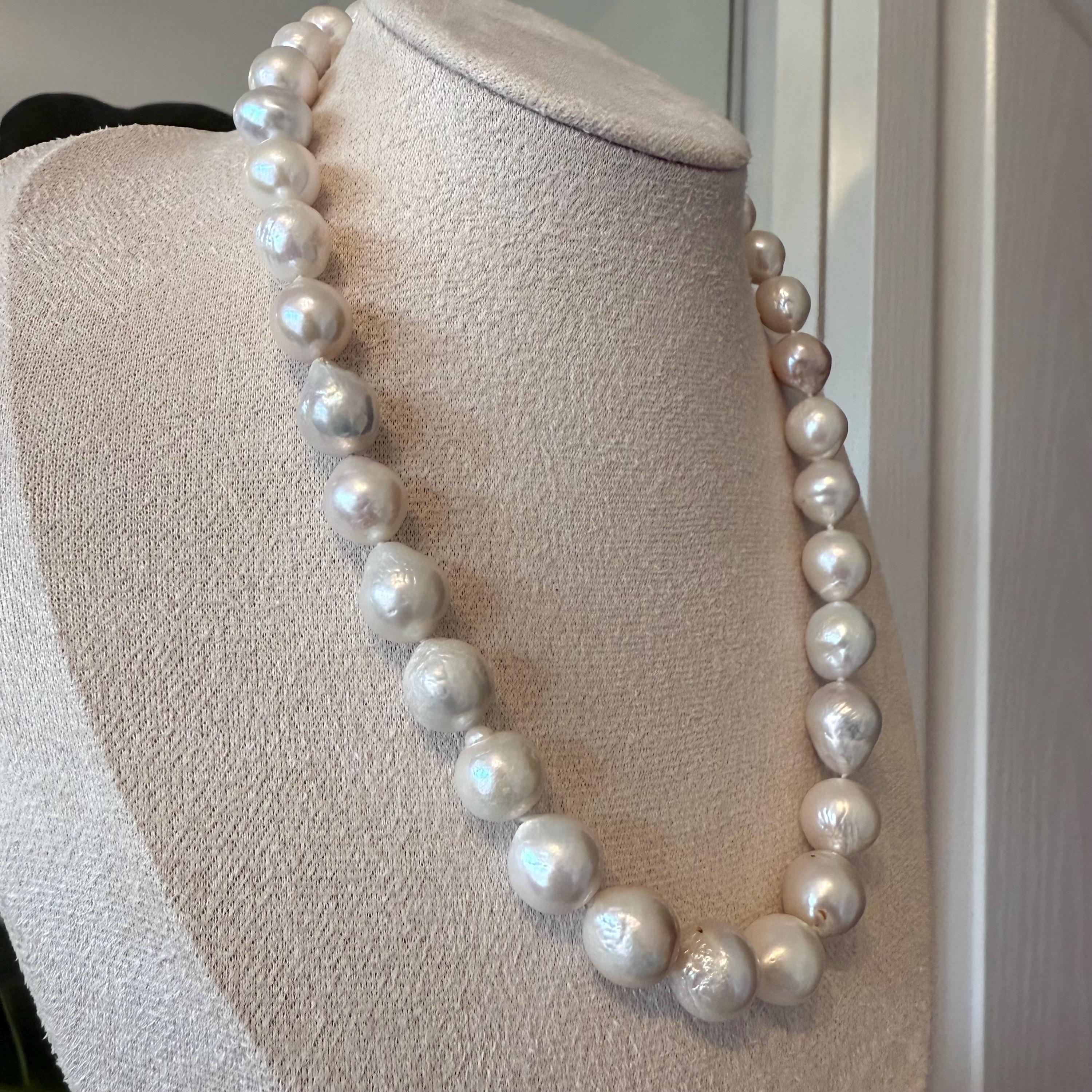 Large 10-12mm Genuine Freshwater Semi-baroque Pearl Necklace 17 ...