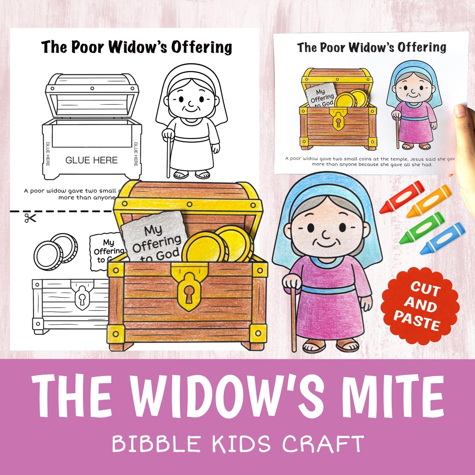 The Poor Widow’s Offering Craft Printable | Bible Story Activity for ...