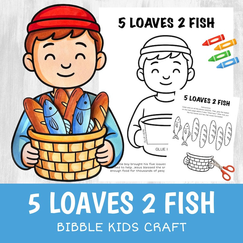 5 Loaves 2 Fish Craft Printable | Bible Story Activity for Kids ...
