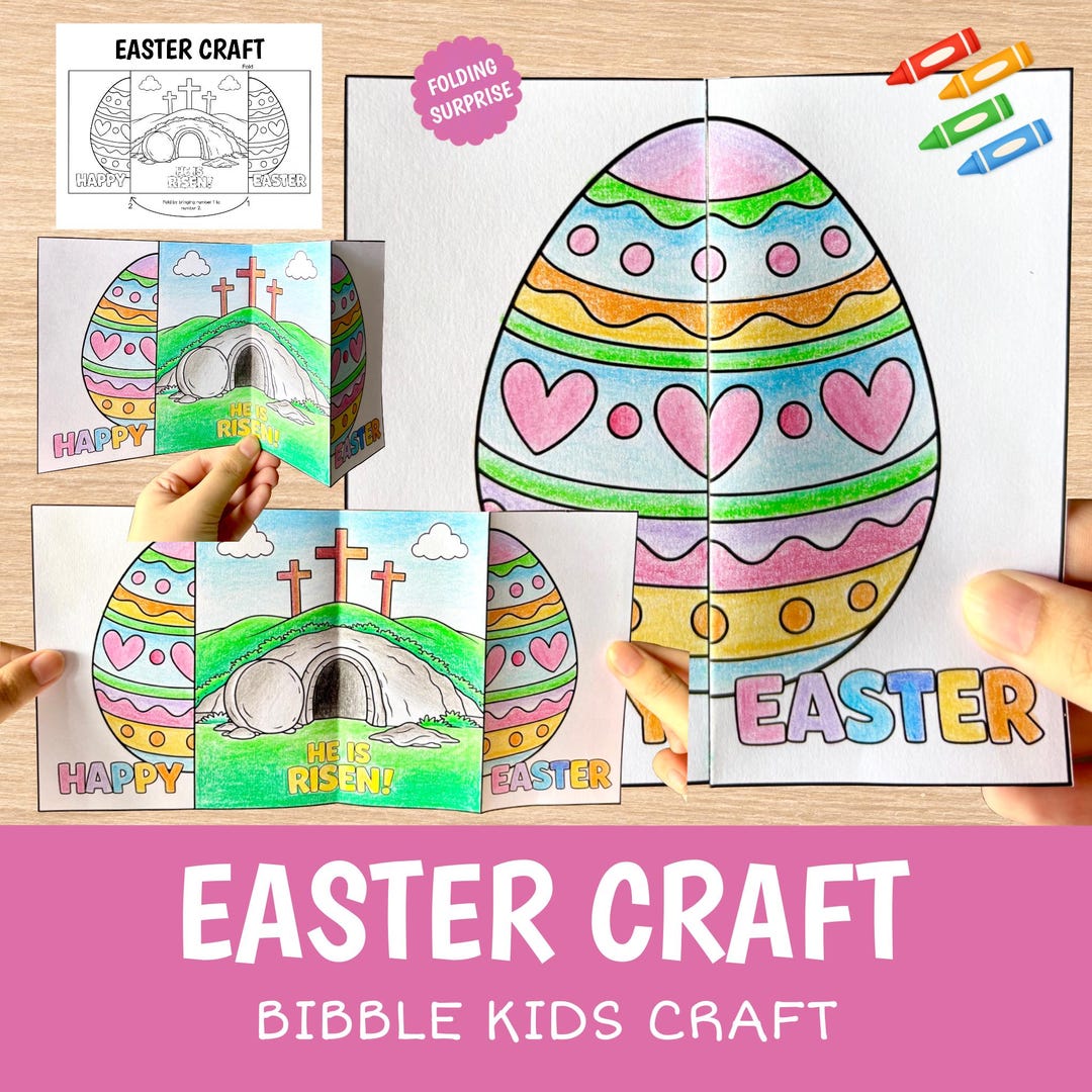 Easter Egg Folding Surprise Craft Printable | Bible Story Lesson ...