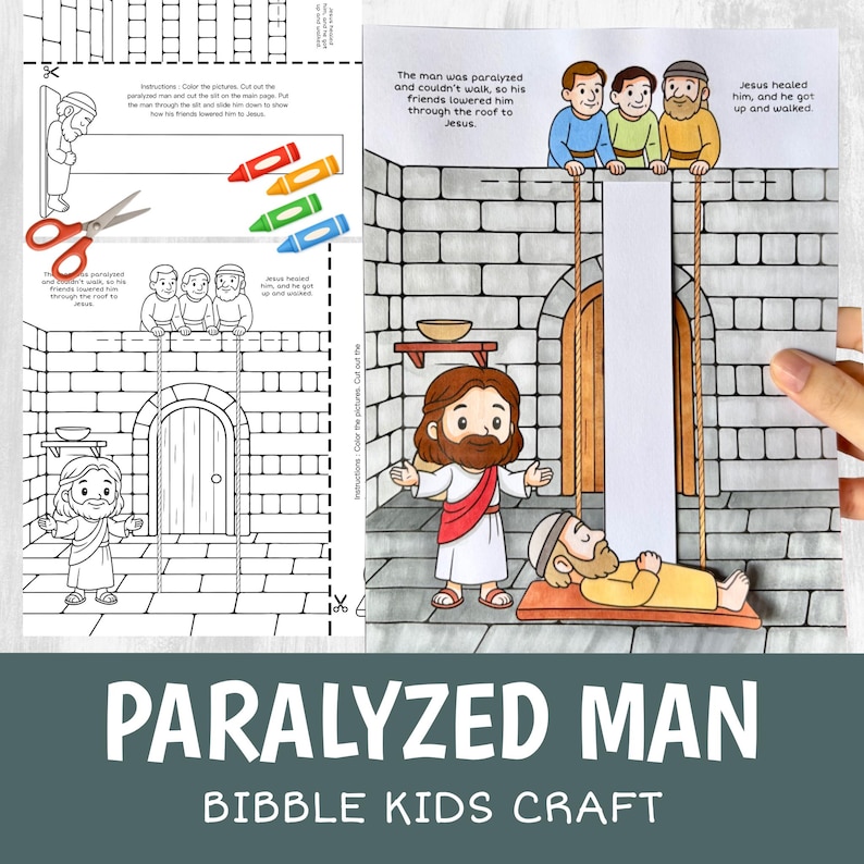 Jesus Heals Paralyzed Man Craft Printable | Bible Story Activity for ...