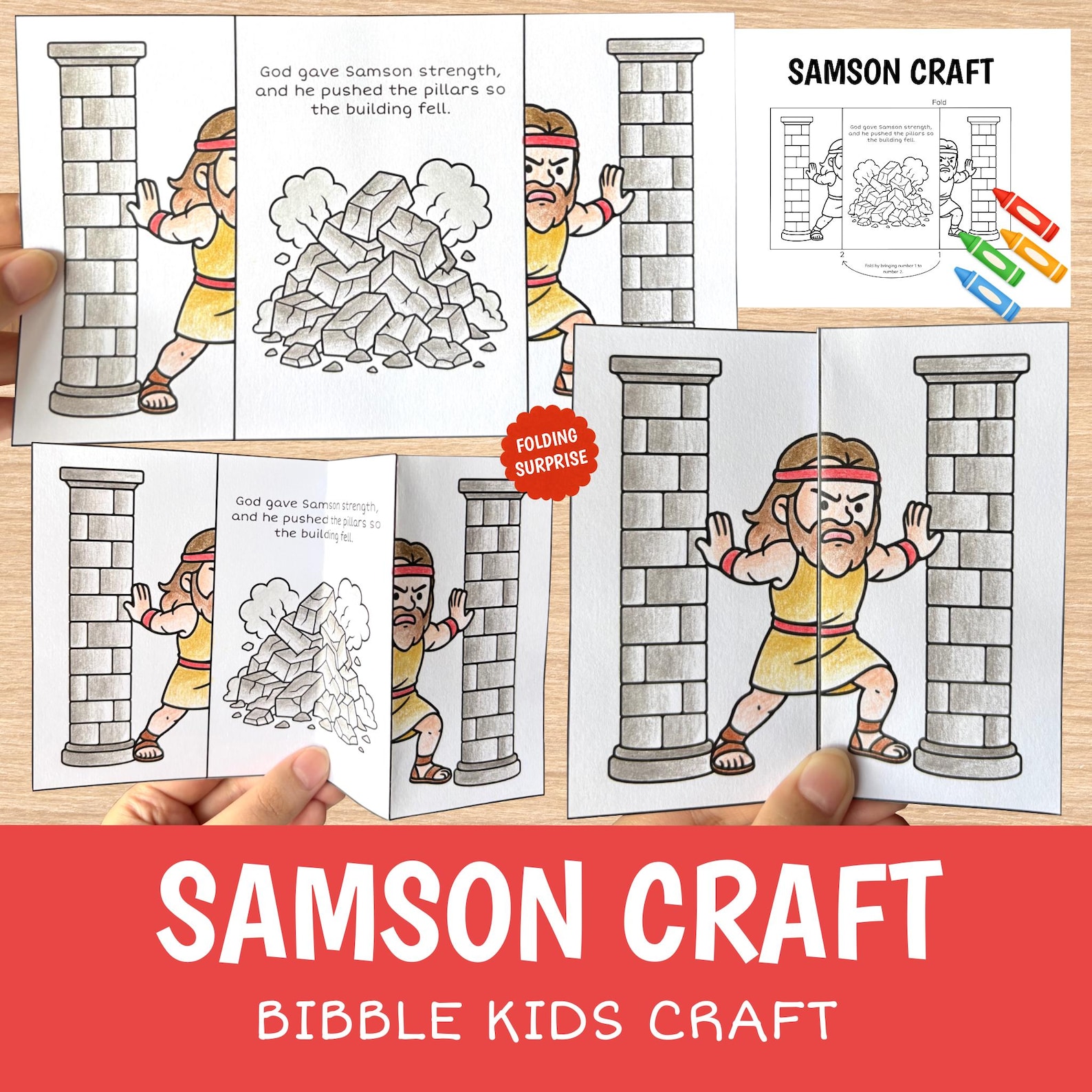 Samson Craft Printable | Bible Story Activity for Kids | Sunday School ...