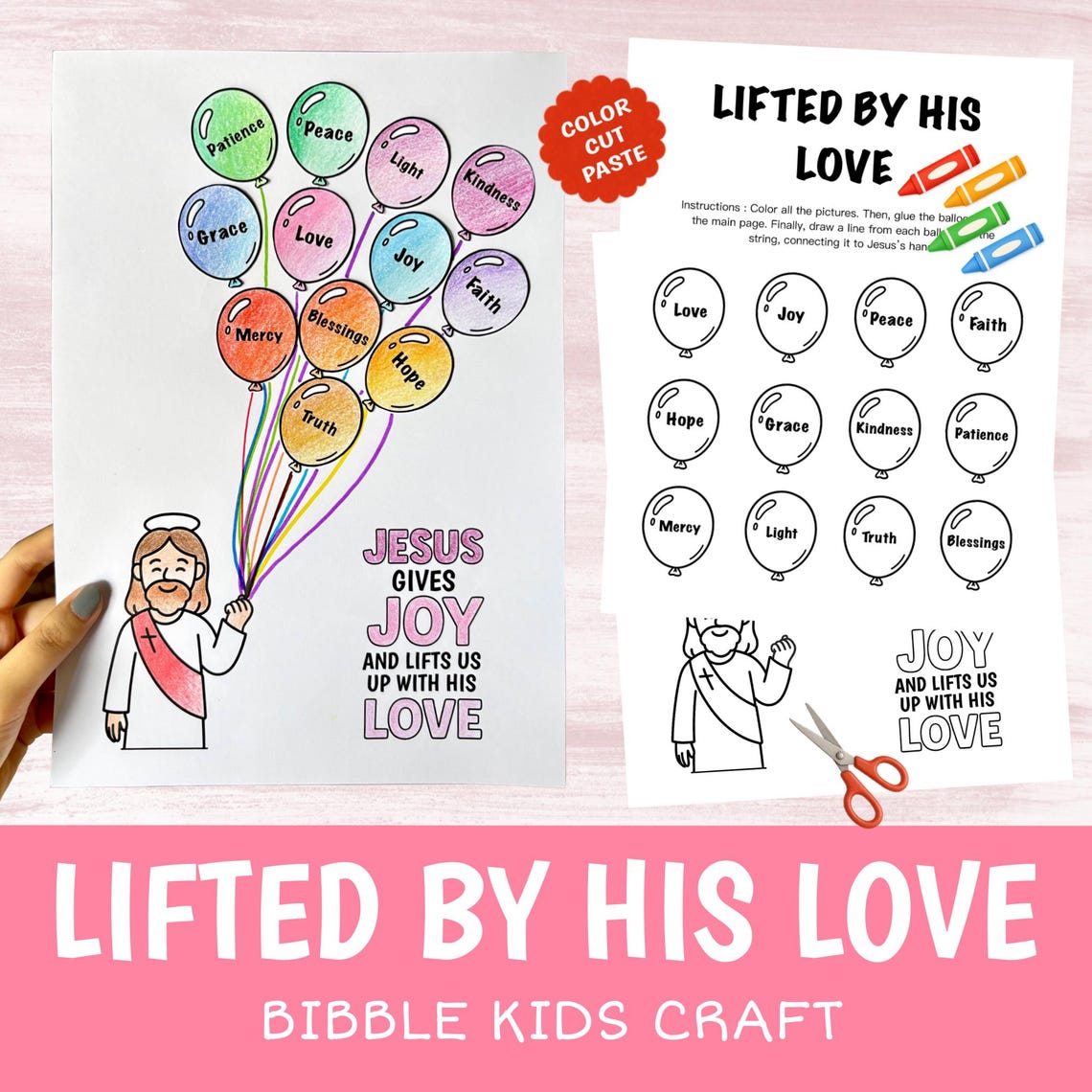 Lifted by His Love Printable Craft Bible Activity Christian Kids ...