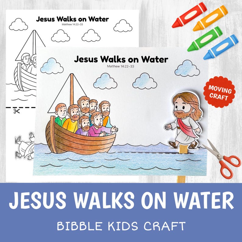 Jesus Walks on Water Craft Printable | Bible Story Activity for Kids ...