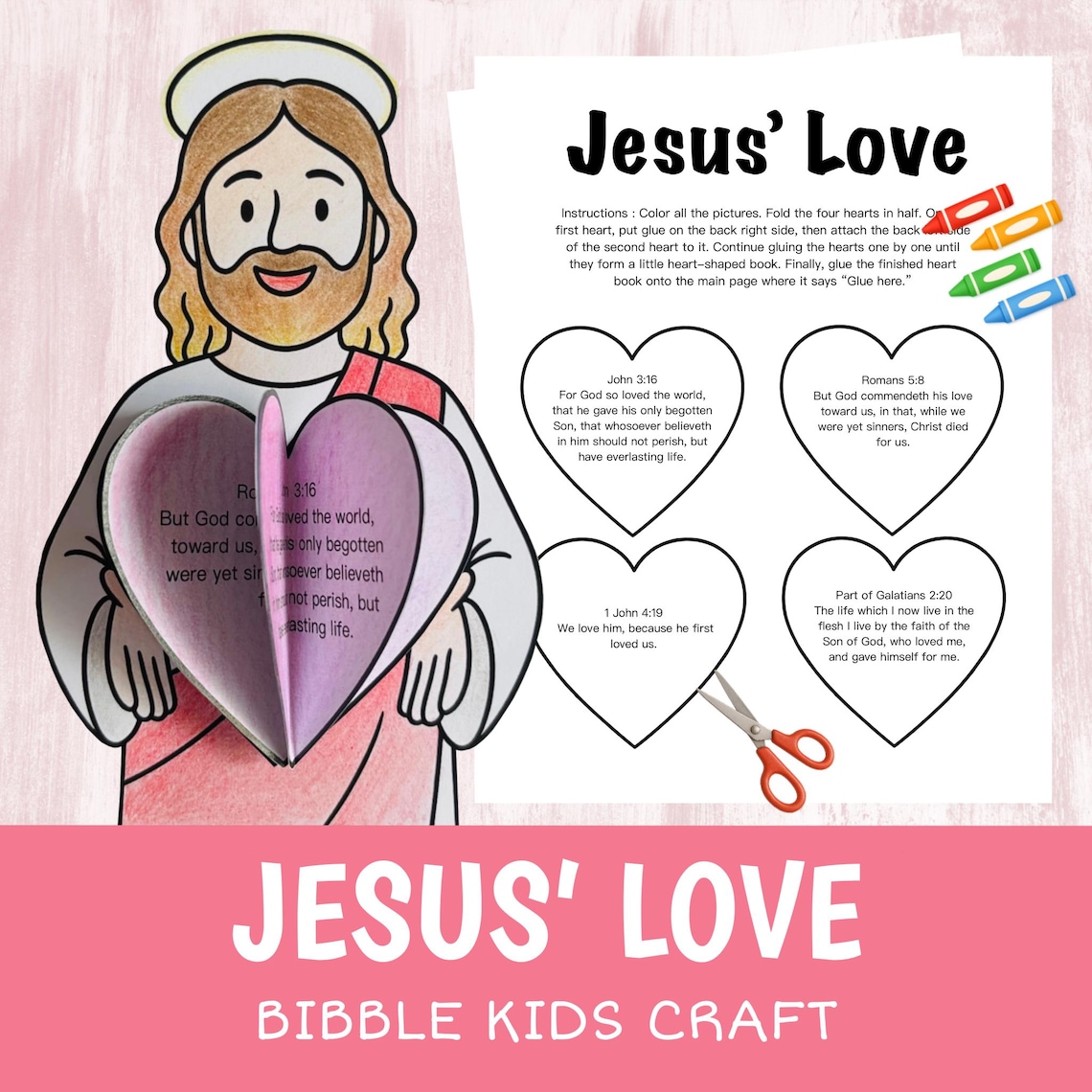 JESUS’ LOVE DIY Craft | Printable Christian Kids Activity | Fun Bible ...