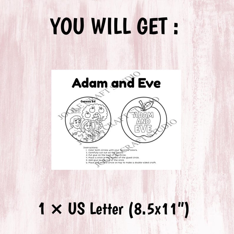 ADAM AND EVE Craft Printable | Bible Story Activity Kids | Sunday ...