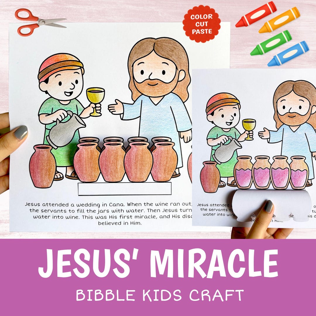 Jesus Turns Water Into Wine Miracle Craft Printable | Bible Story ...