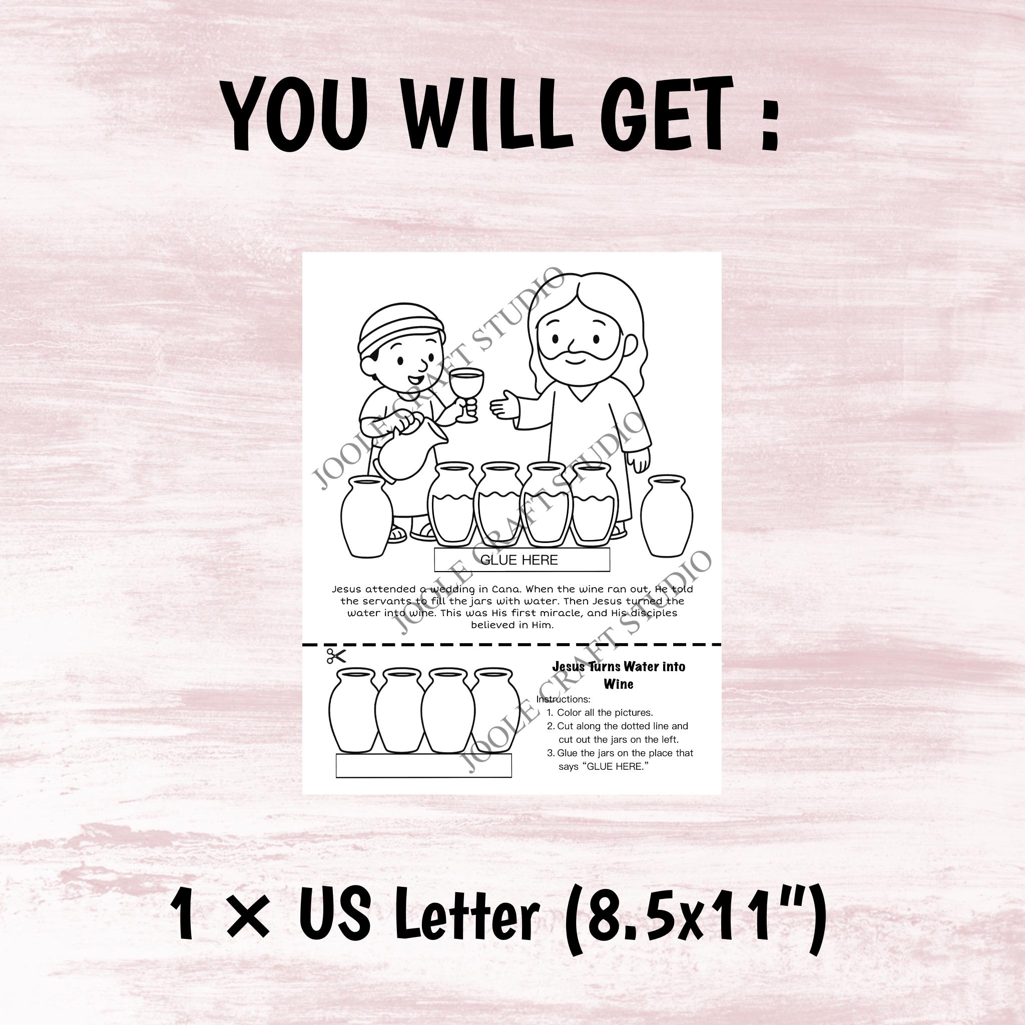 Jesus Turns Water Into Wine Miracle Craft Printable | Bible Story ...