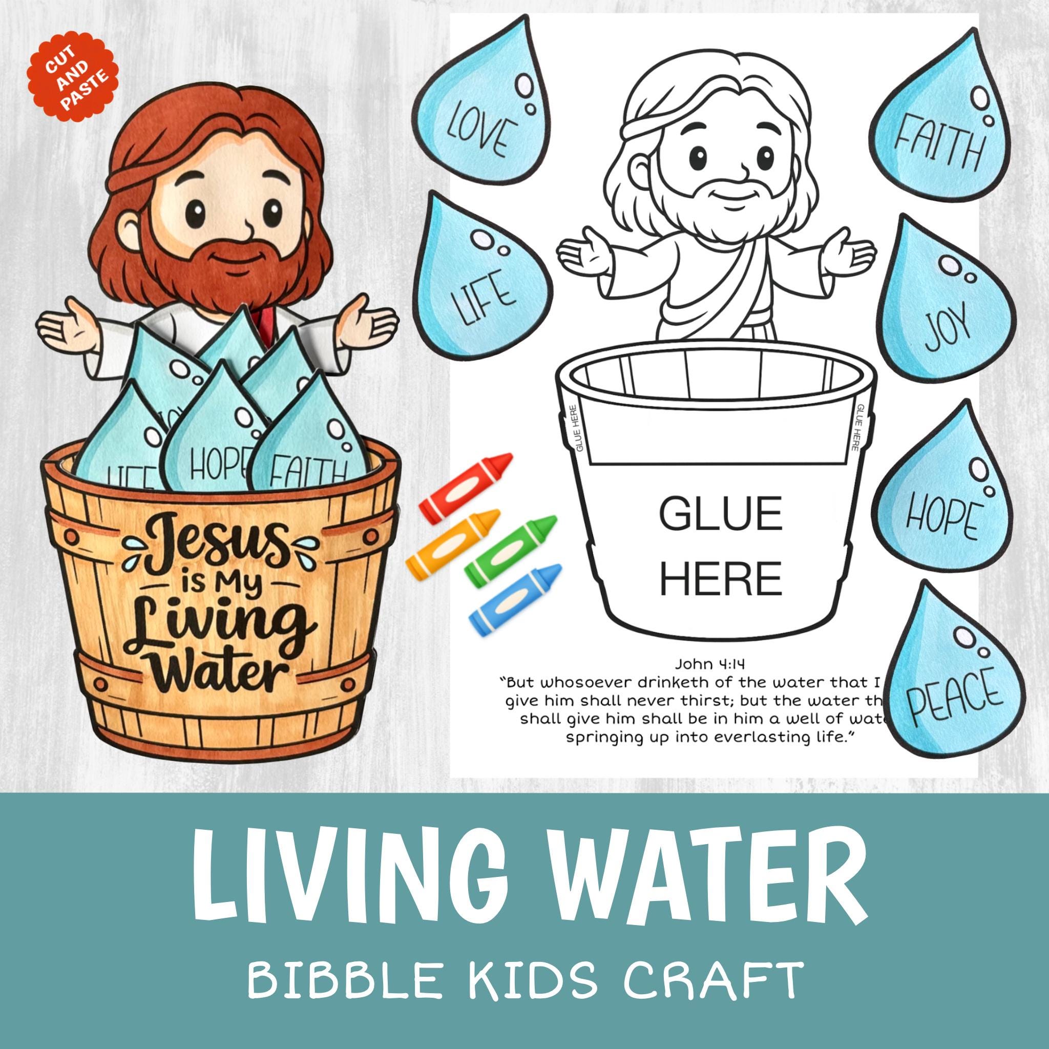 Jesus is the Living Water Craft Printable | Bible Story Activity for ...