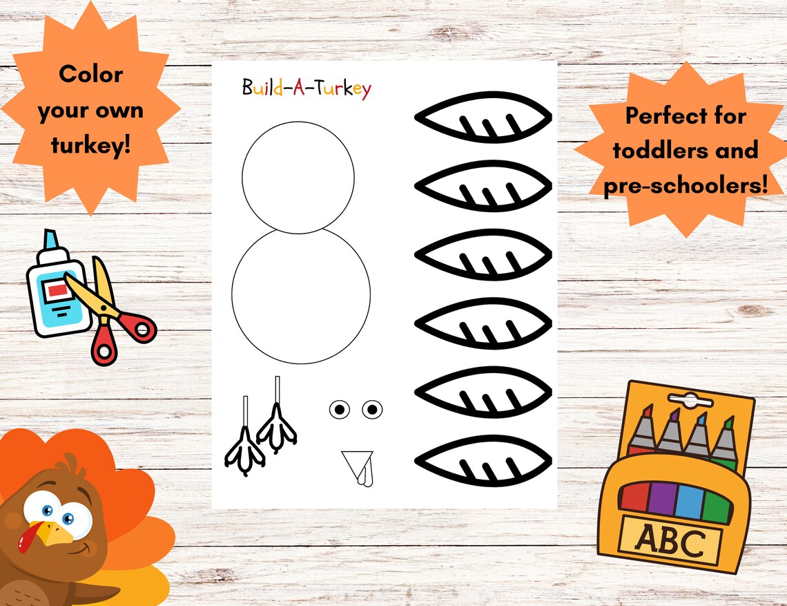 Build A Turkey | Printable Kids Craft | Thanksgiving - Etsy